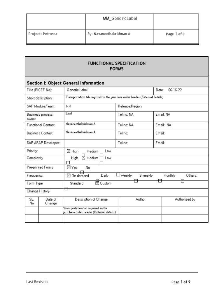 Functional Specification Forms 2 | PDF | Specification (Technical ...