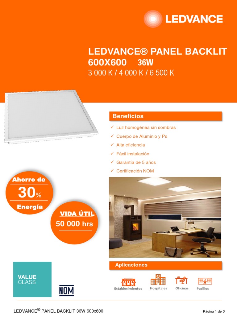 Ledvance Panel Backlit 36W 600X600 | PDF | Naturaleza | Electricidad