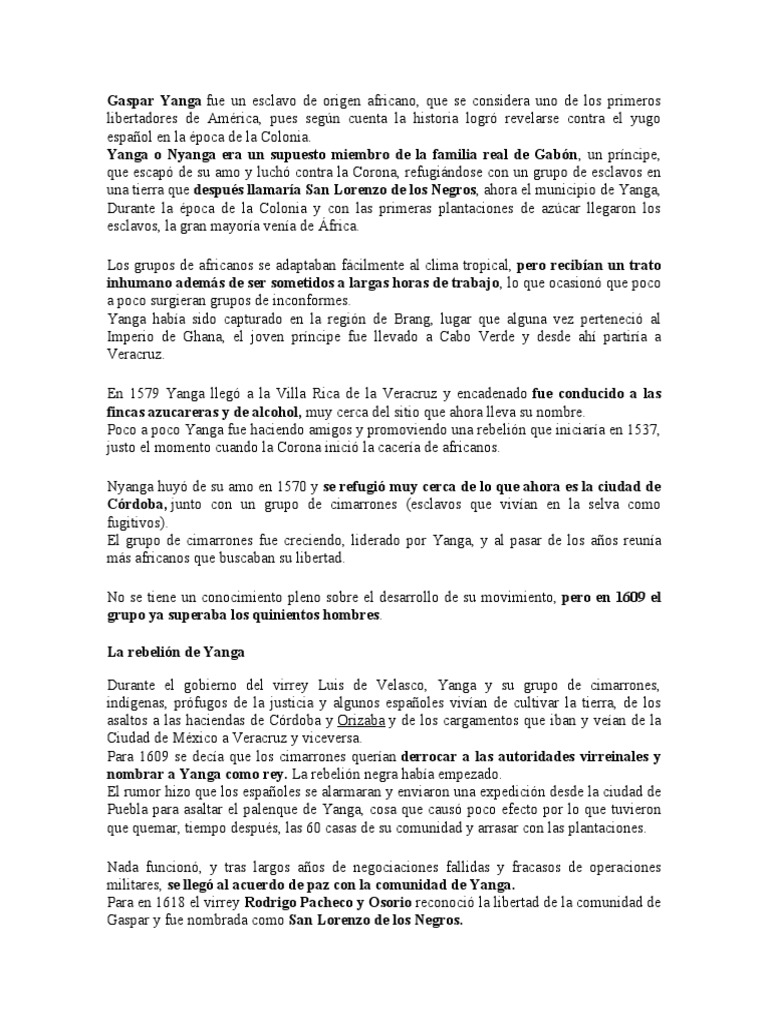 Gaspar Yanga Historia Veracruz | PDF