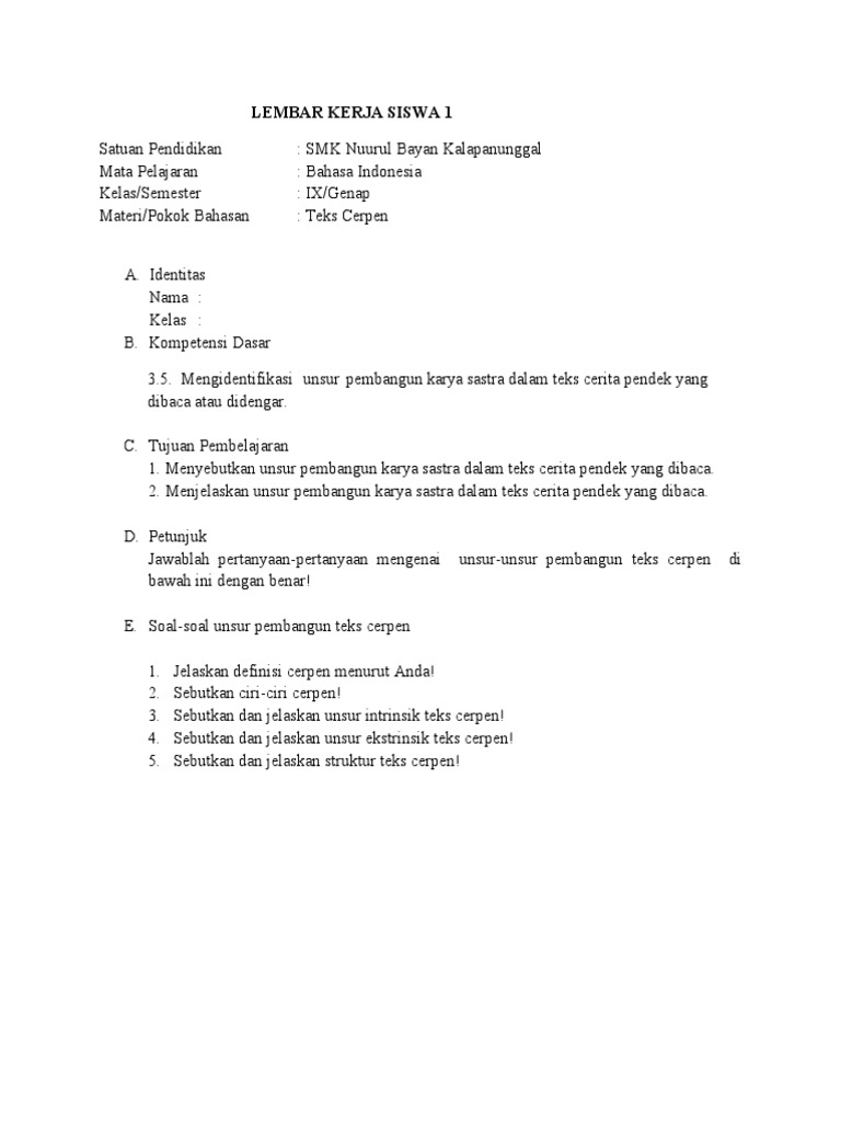 LKS Cerpen B. Indonesia | PDF | Puisi | Fiksi Umum