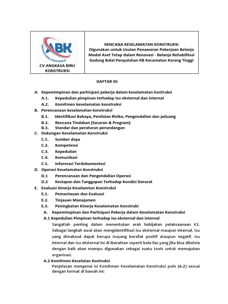 RKK CV. Angkasa (Karang Tinggi) | PDF