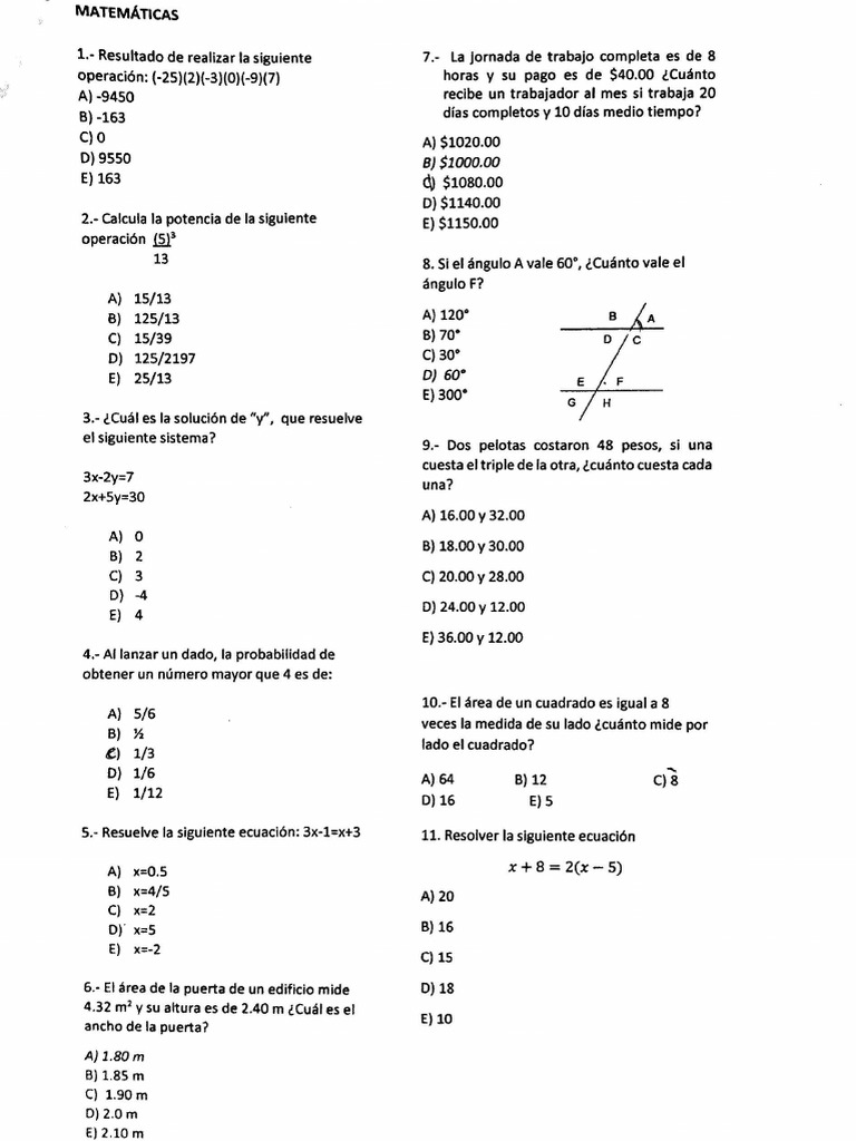 Examen Simulador 14 COMIPEMS | PDF