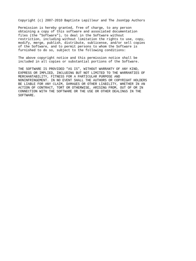Json CPP - License | PDF