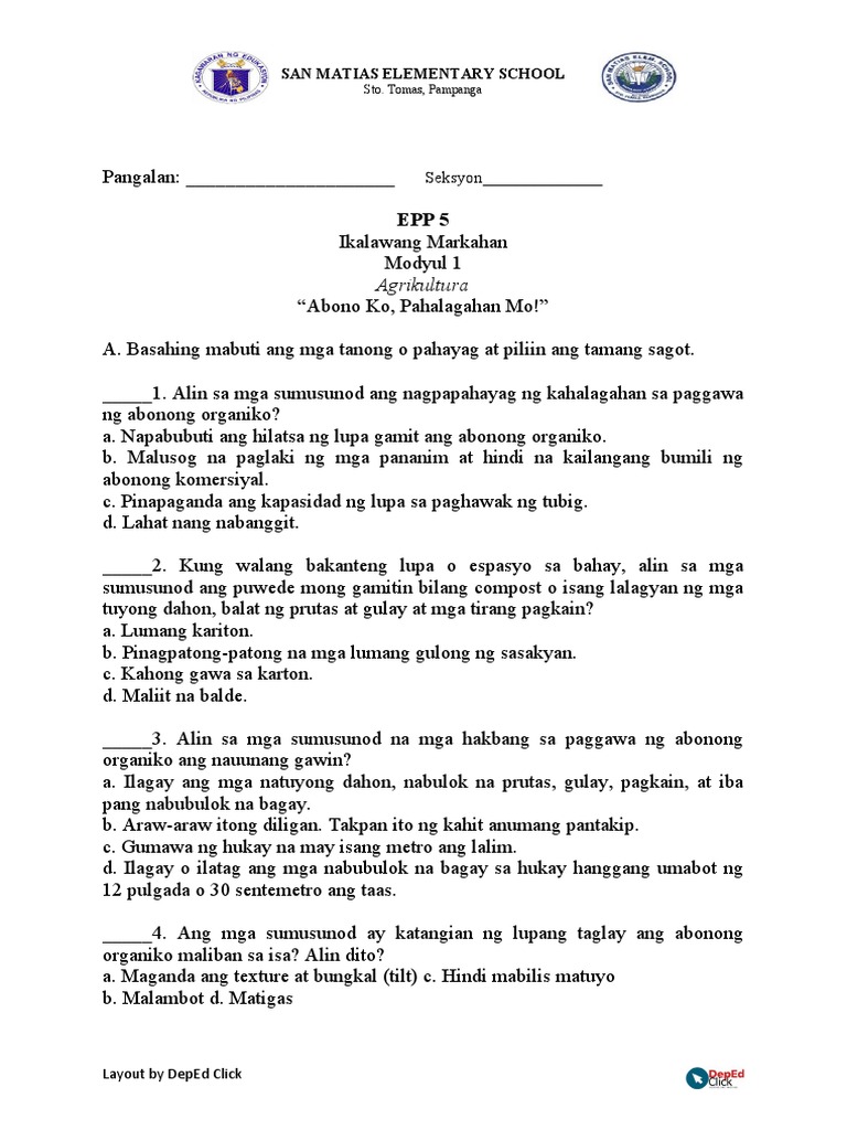 Q2 Activity Sheets - Grade 5 | PDF