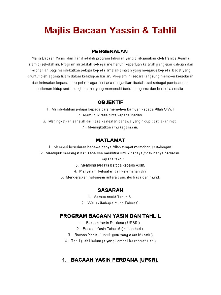 Majlis Bacaan Yassin Online | PDF