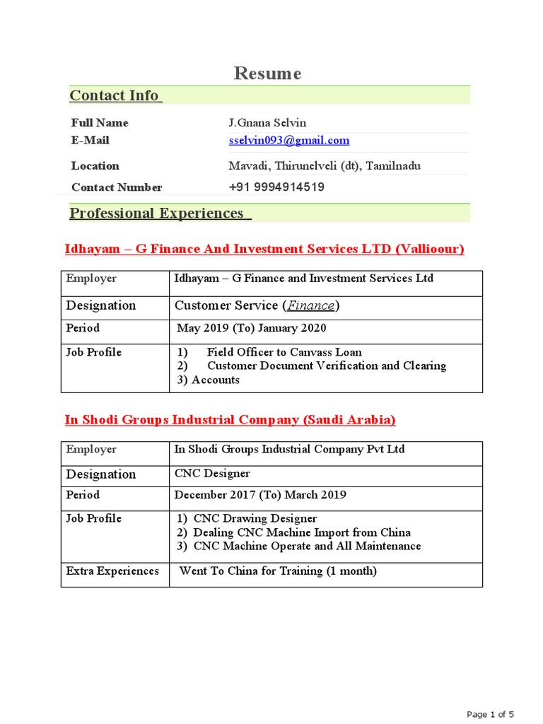 Selvin New Resume | PDF