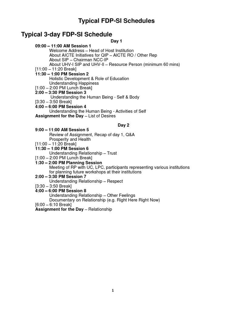 D001 FDP-SI Schedules | PDF | Cognitive Science | Reference