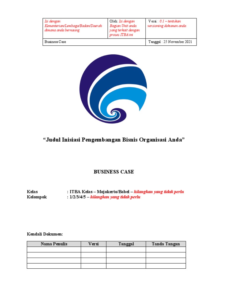 Template - Kelompok - Business Case - ITBA | PDF
