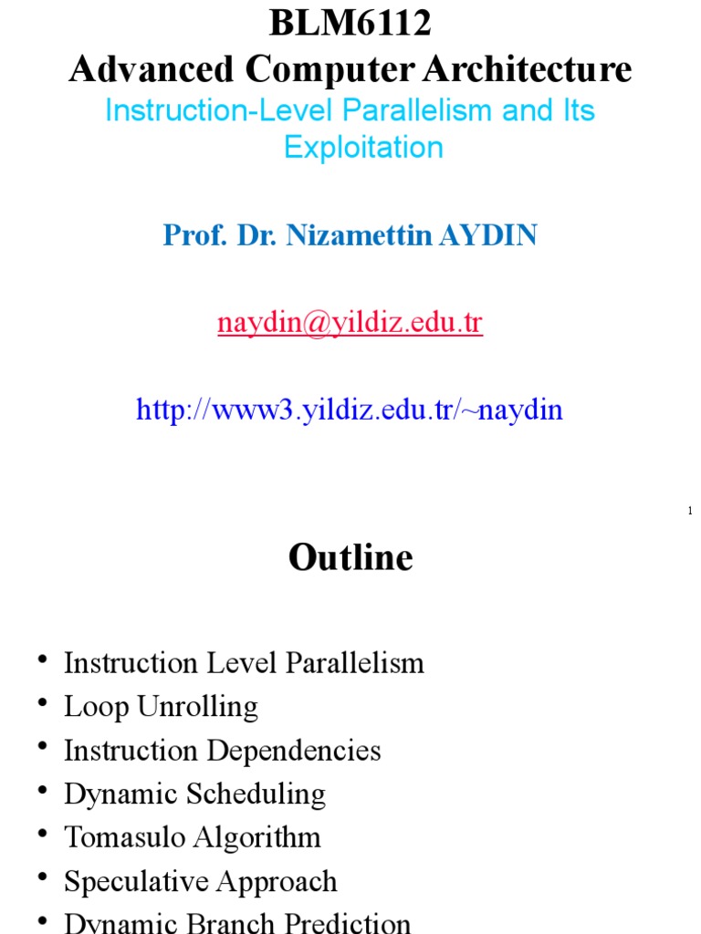 Instruction Level Parallelism And Its Exploitation Prof Dr Nizamettin Aydin Pdf Parallel