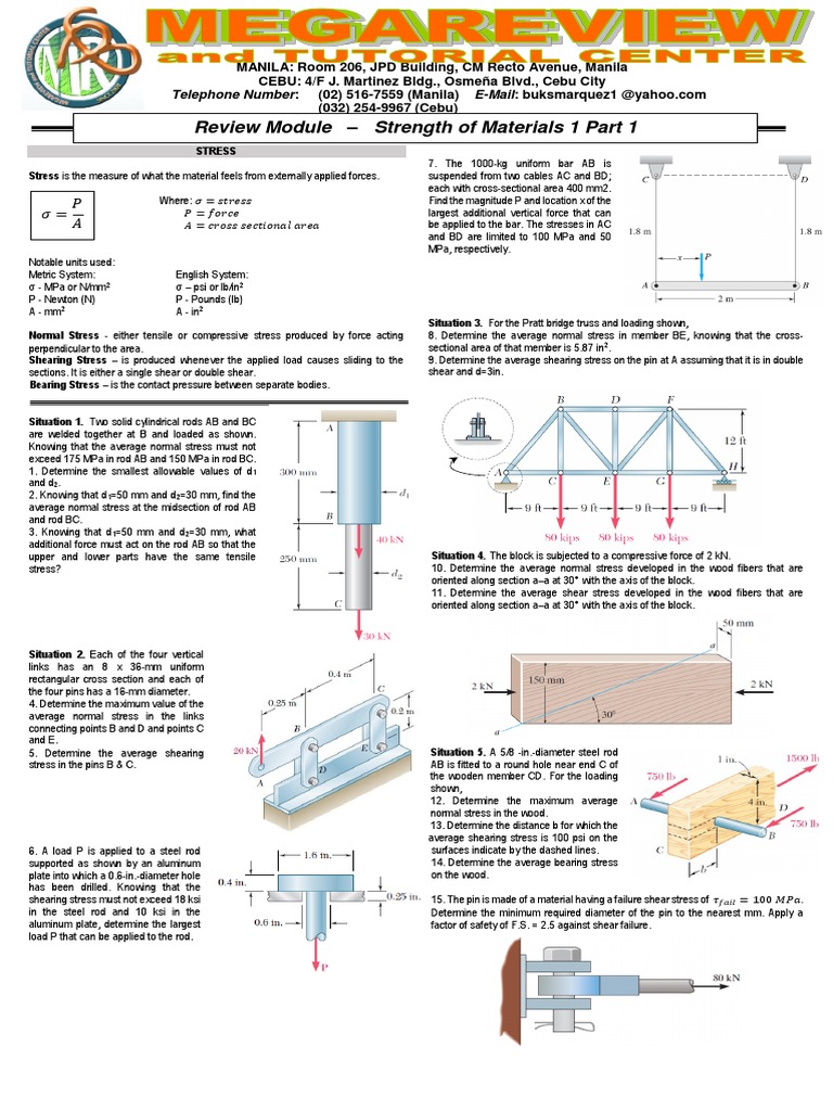 Review Module: - Strength of Materials 1 Part 1 | PDF | Stress ...
