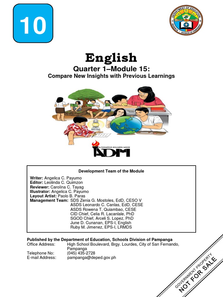 English 10 - Q1 - Module 15 - Compare New Insights With Previous ...