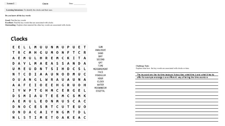 Clock Wordsearch | PDF | Career & Growth