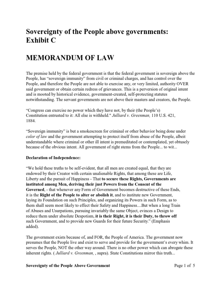 Exhibit C - Sovereignty of The People Above Governments | PDF ...