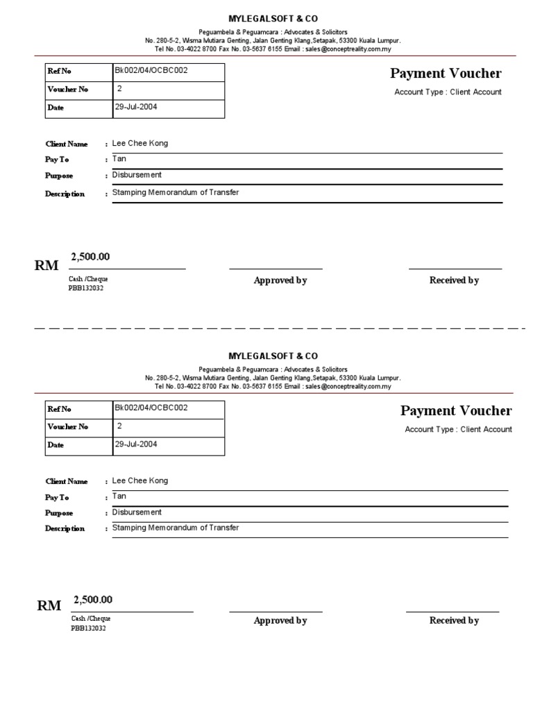 Payment Voucher Template Malaysia | PDF