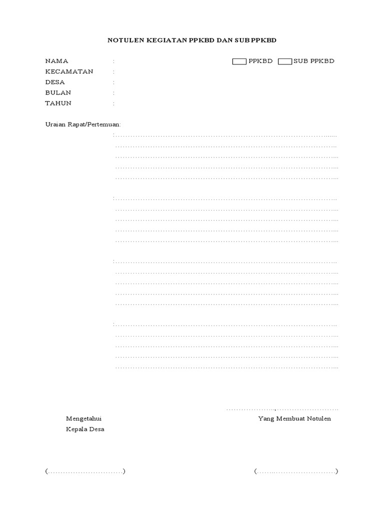 Notulen Kegiatan PPKBD Dan Sub PPKBD | PDF