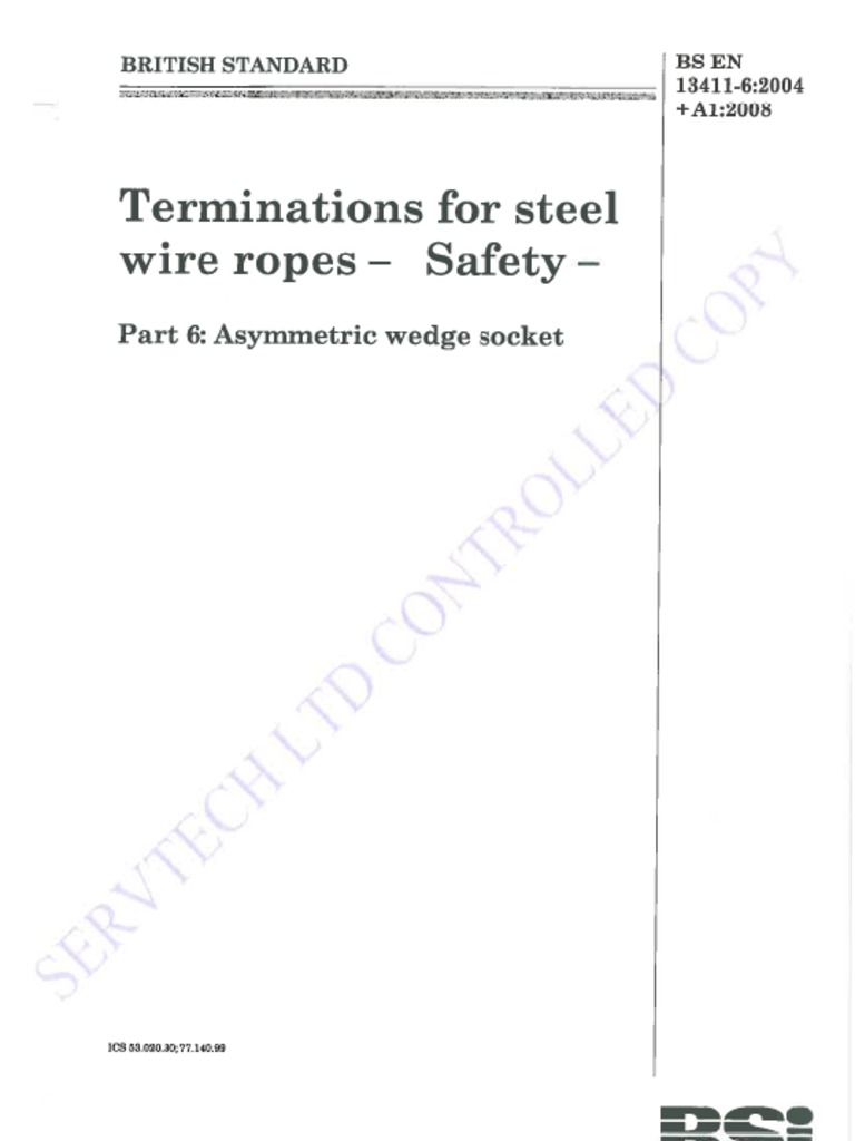 BS EN 13411-6 - 2004 Asymmetric Wedge Socket | PDF