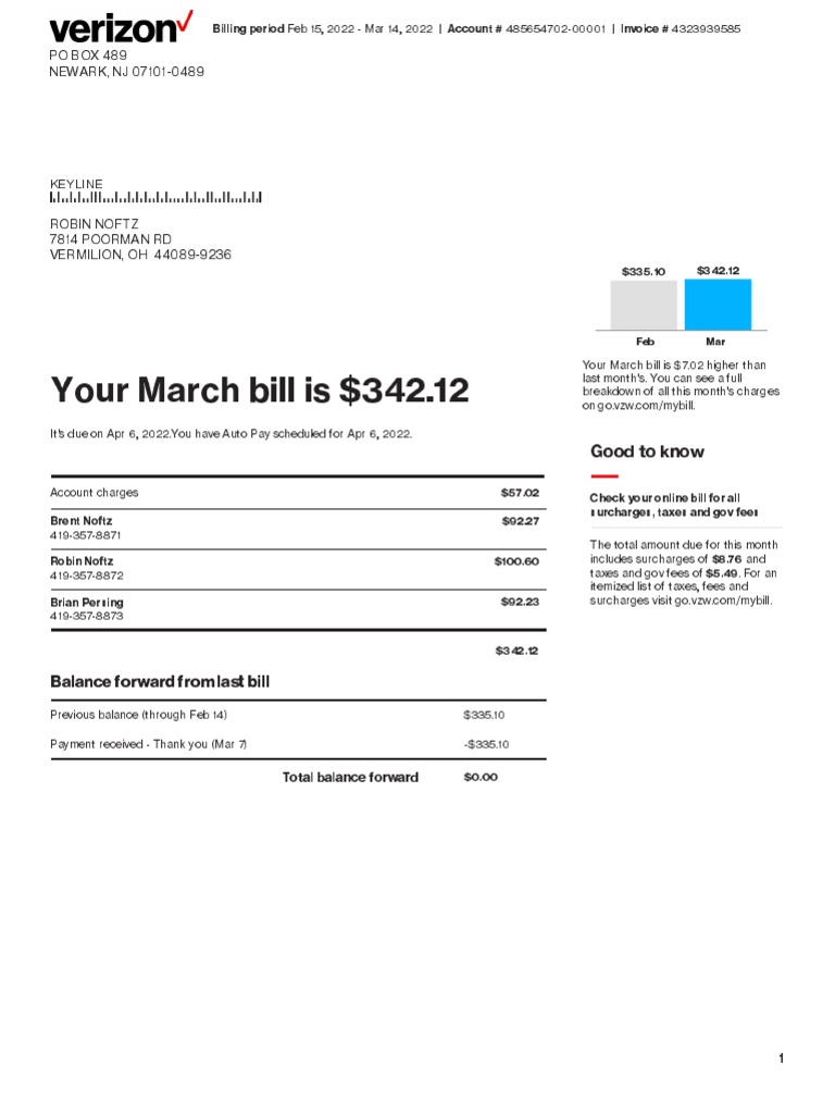 Verizon Itemized Bill April 2022 | PDF | Fee | Annual Percentage Rate