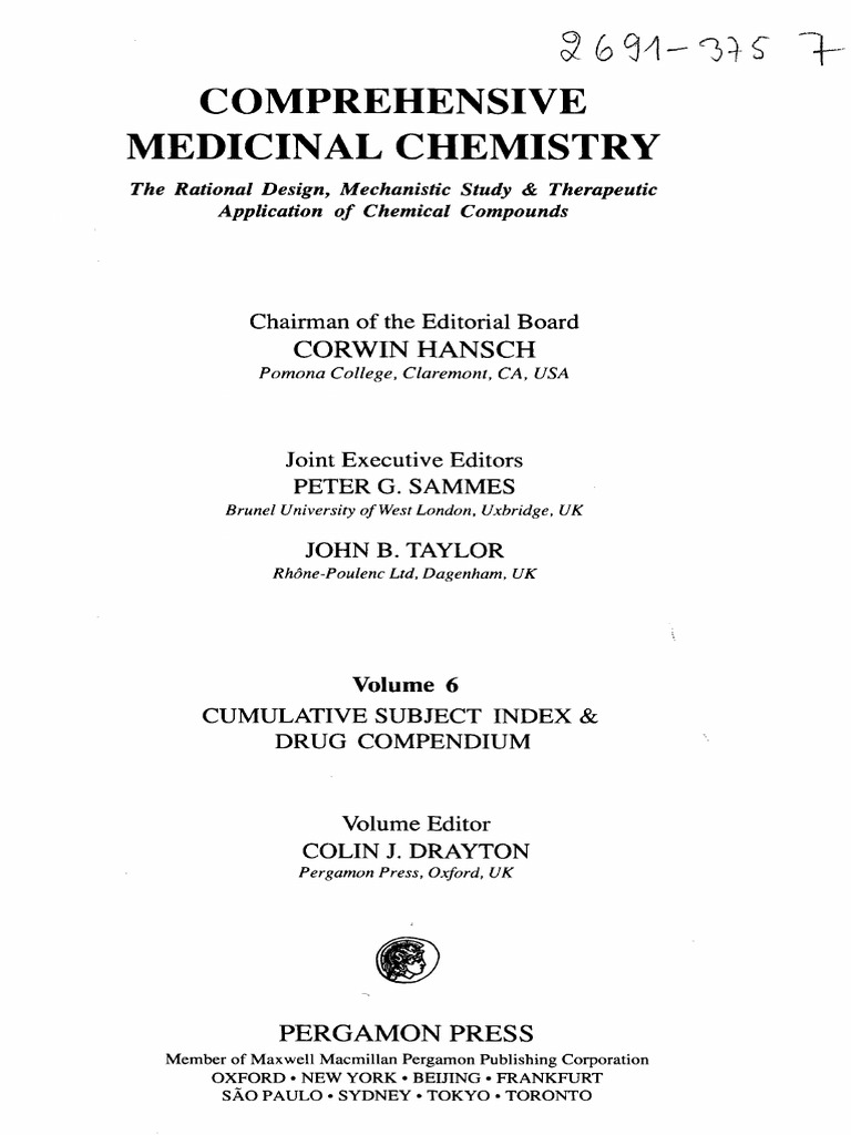 Comprehensive Medicinal Chemistry: Corwin Hansch | PDF | Receptor ...