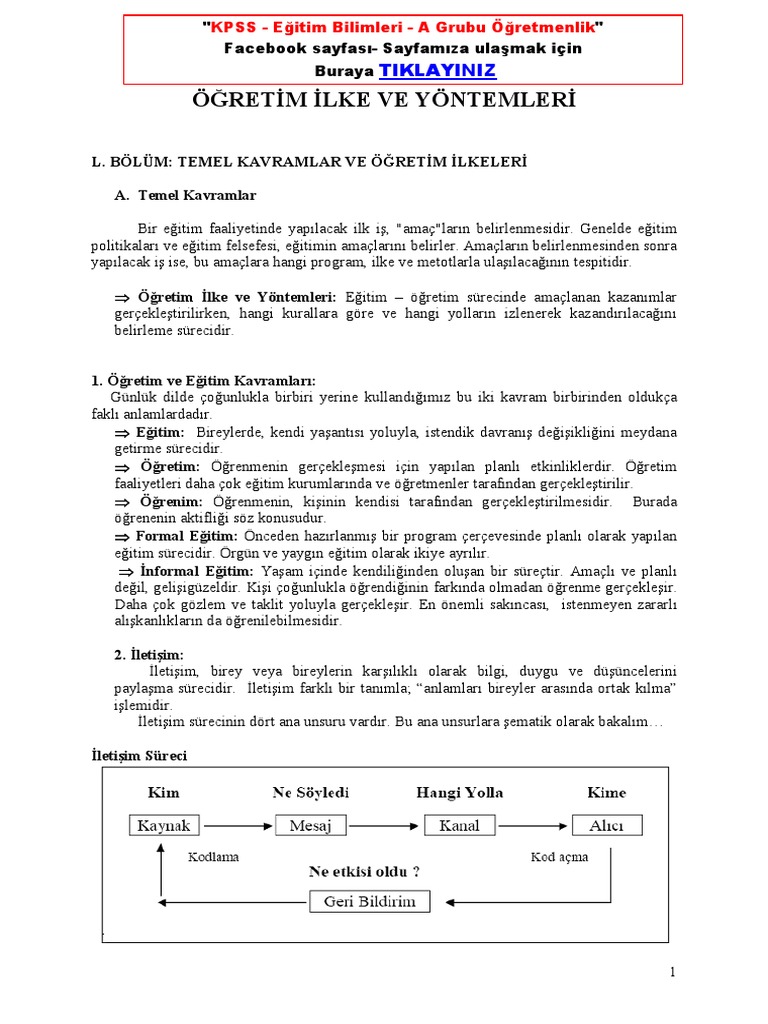 Ogretim Ilke Ve Yontemleri | PDF