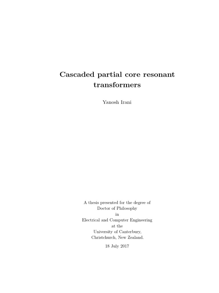 Cascaded Partial Core Resonant Transformers | PDF | Transformer | Inductor