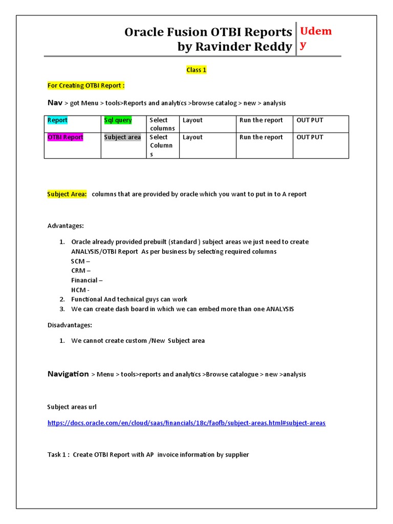 Notes OTBI REPORTS | PDF | Invoice | Computing