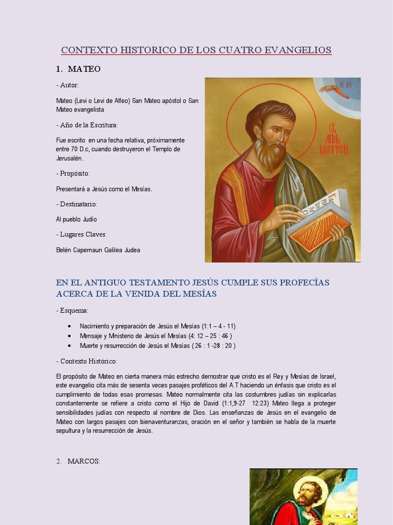 Contexto Historico de Los Cuatro Evangelios | PDF | Evangelio de Mateo | Jesús