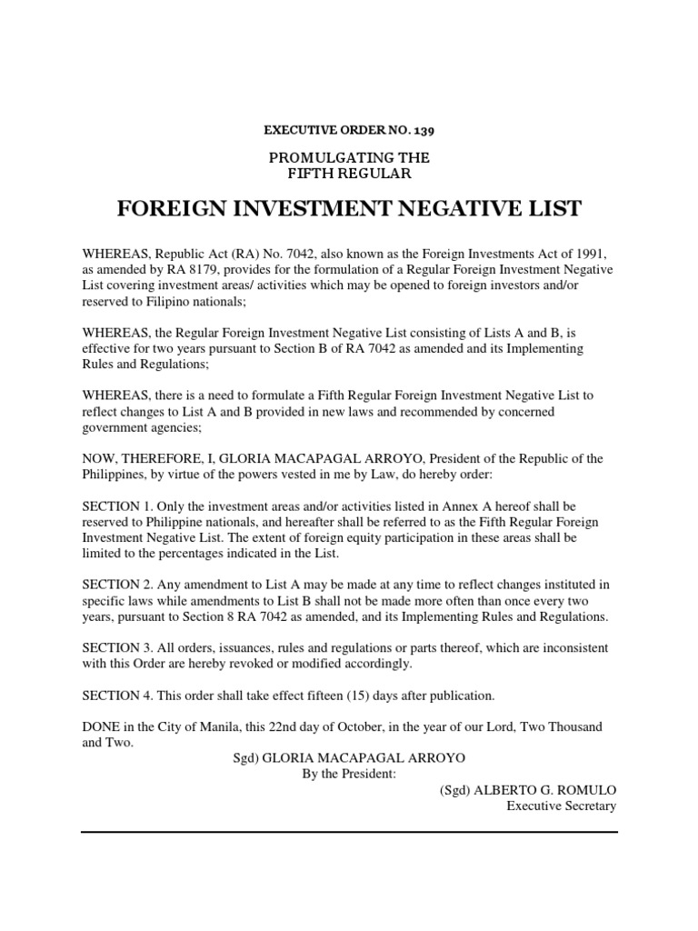 Foreign Investment Negative List | Download Free PDF | Gunpowder | U.S ...