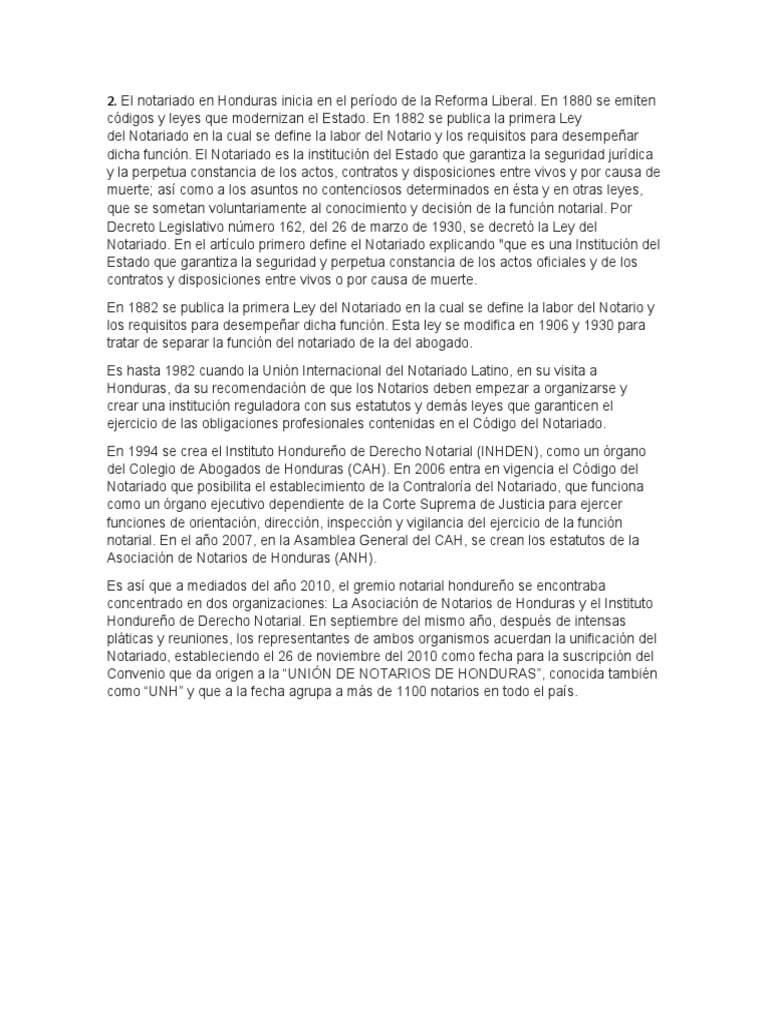 Informe Historico de Notarial) | PDF | Honduras | Gobierno