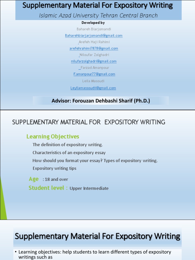 Supplementary Material For Expository Writing | Download Free PDF ...