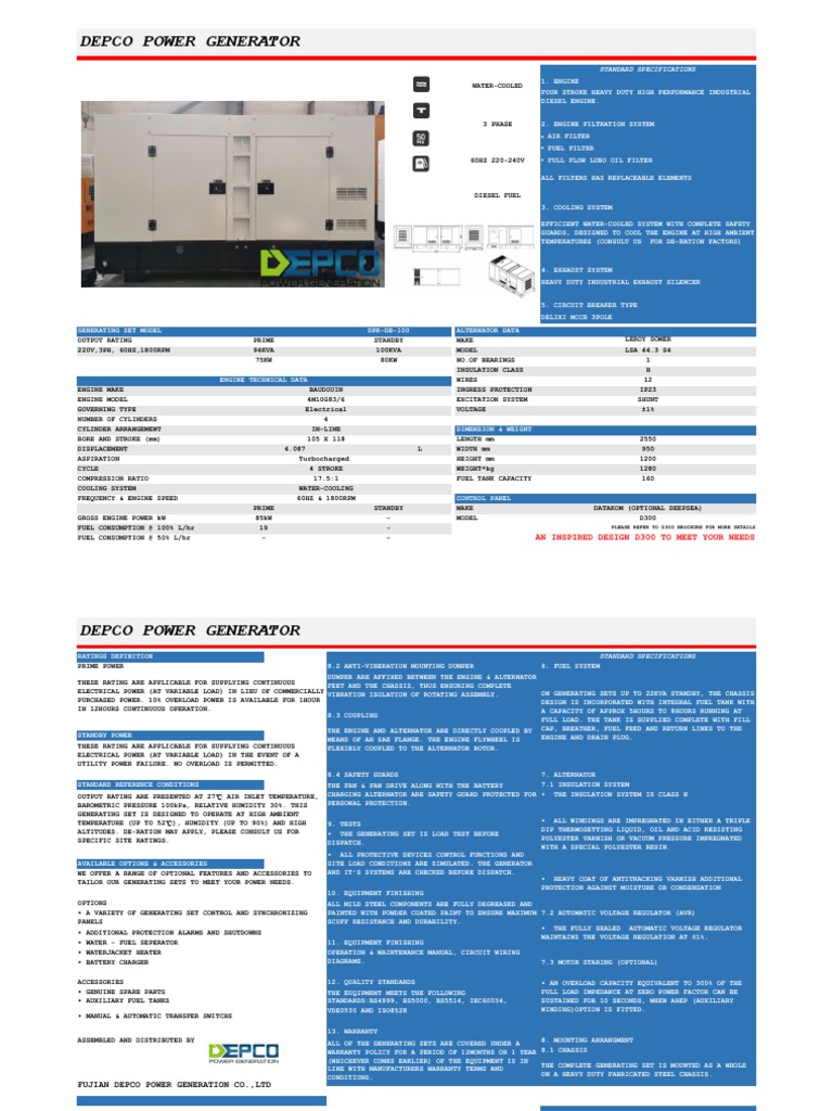Depco Power DPK-DB-100 | PDF | Engines | Diesel Engine