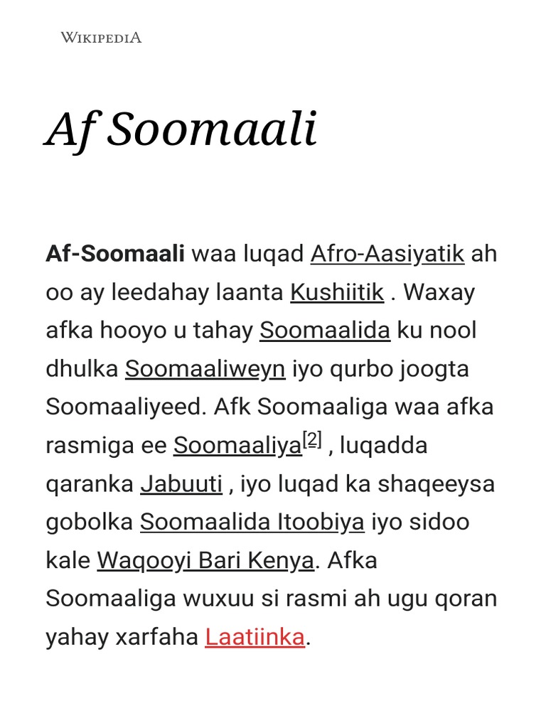 Af Soomaali - Wikipedia | PDF