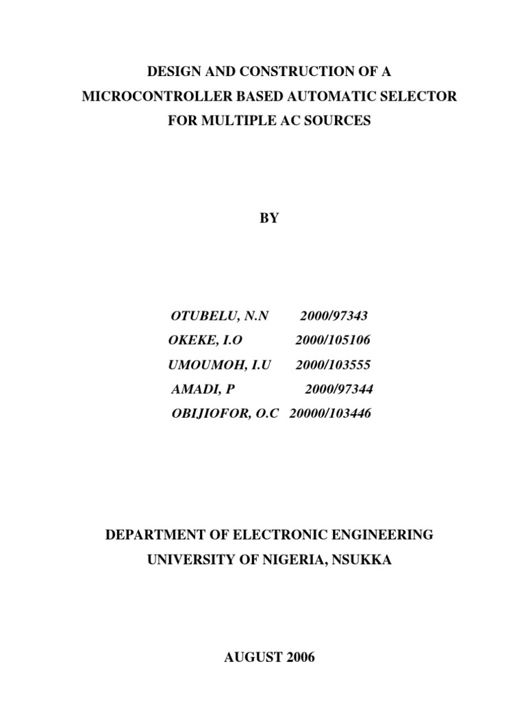 Micro Controller Based Automatic Selector For Multiple Ac Sou | PDF ...