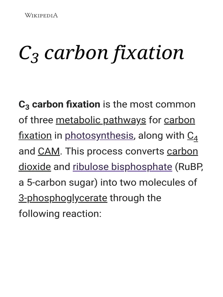 C3 Carbon Fixation - Wikipedia | PDF | Plants | Metabolism
