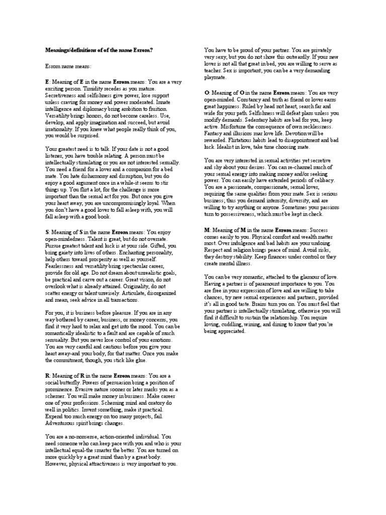 ESROM Meanings | PDF | Love | Psychological Concepts