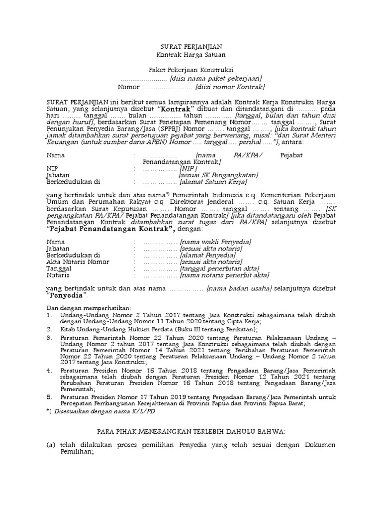 SURAT PERJANJIANSSKKSSUK Pembangunan IPA Di Setu Babakan | PDF