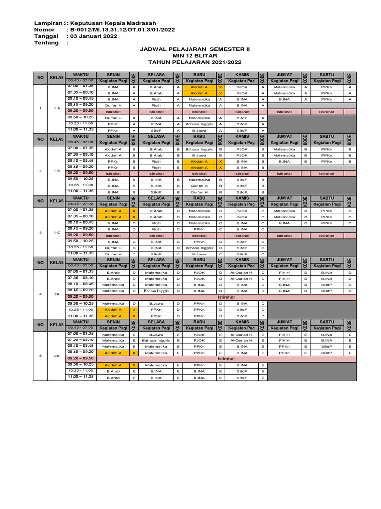 Jadwal Simpatika Semester 2 2021-2022 - Print Ok | PDF