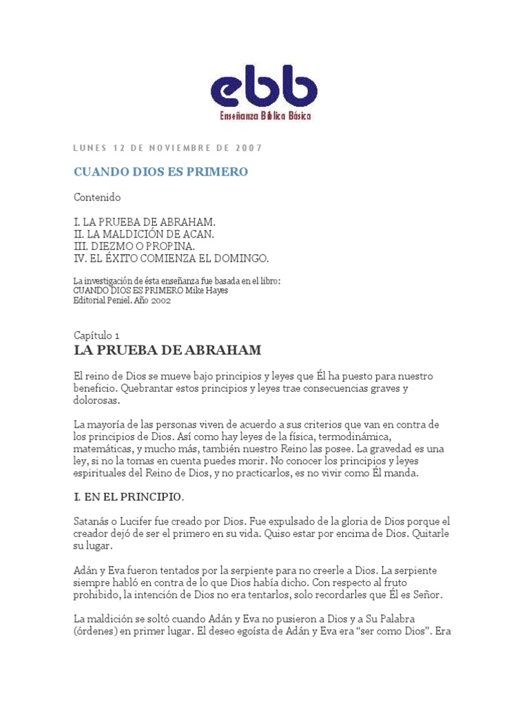 Dios Es Primero | PDF | Abrahán | Diezmo