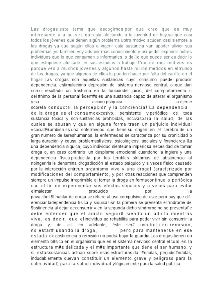Las Drogas | PDF | La dependencia de sustancias | Drogas