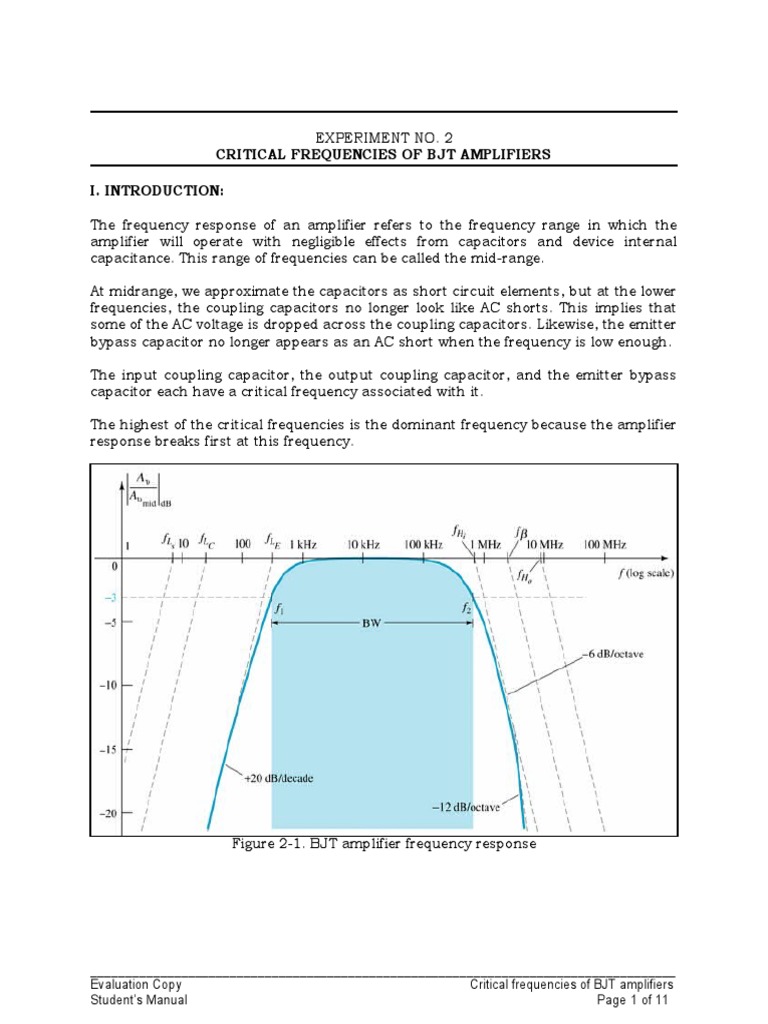 Critical frequencies of BJT amplifiers | PDF | Amplifier | Capacitor