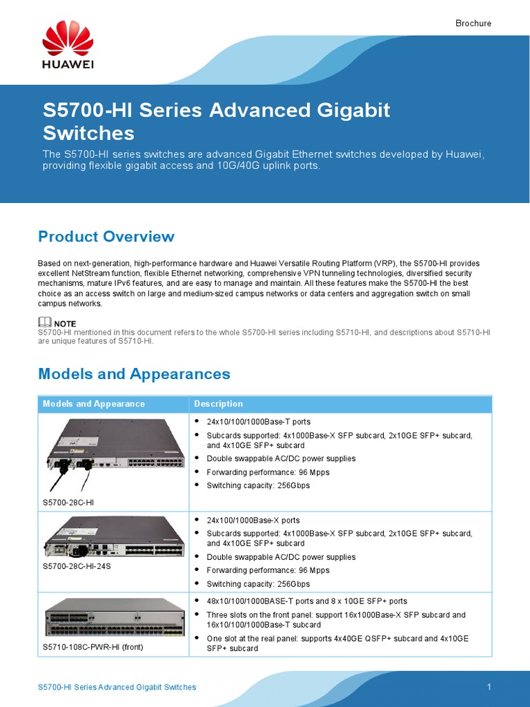 Catalogo Switch S5700 HUAWEI | PDF | Network Switch | Virtual Private ...