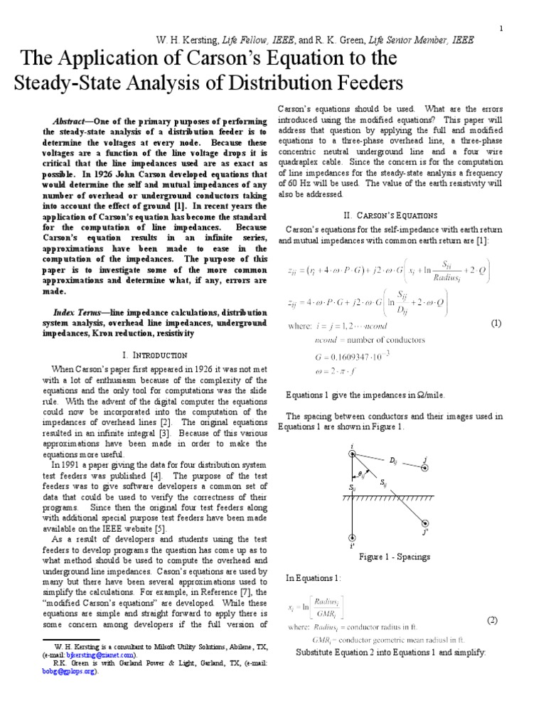 R7 - The Application of Carson's Equation To The Steady-State Analysis ...