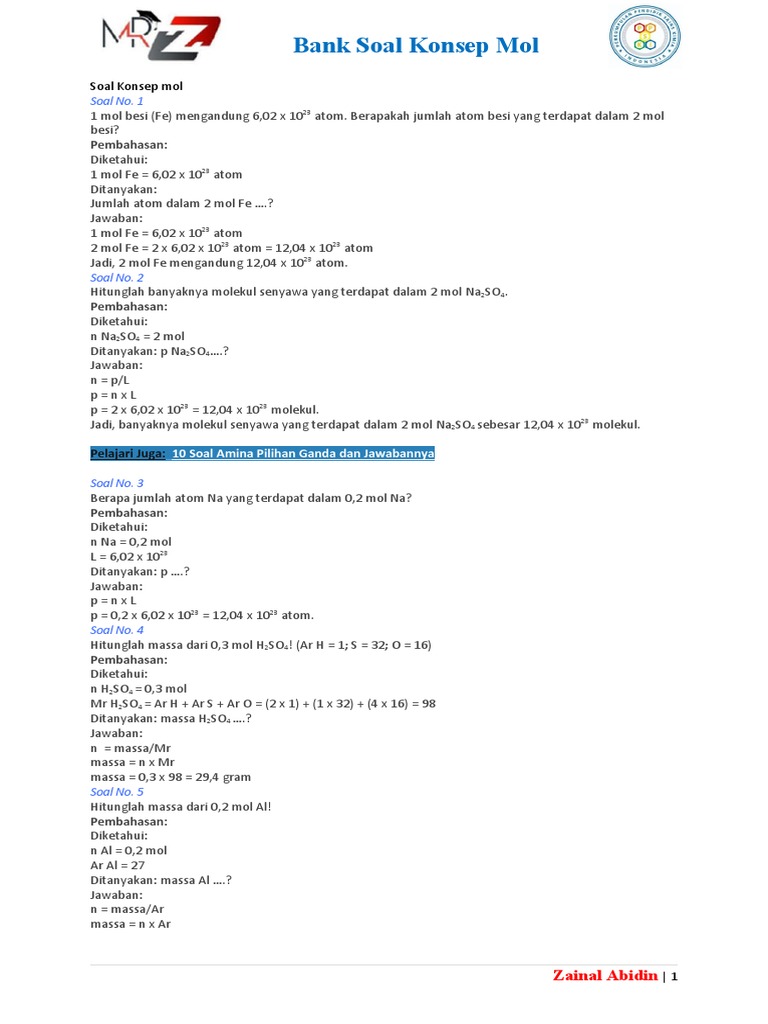 Bank Soal dan Pembahasan Konsep Mol | PDF | Sains & Matematika