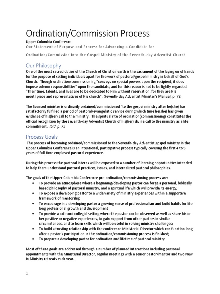 Seventh-day Adventist Ordination Process | PDF | Ordination | Mentorship