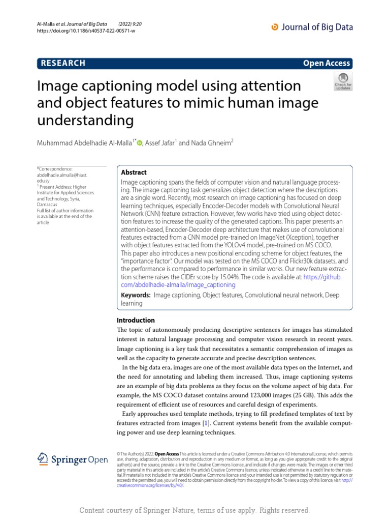 Image Captioning Model Using Attention and Object | PDF | Attention ...