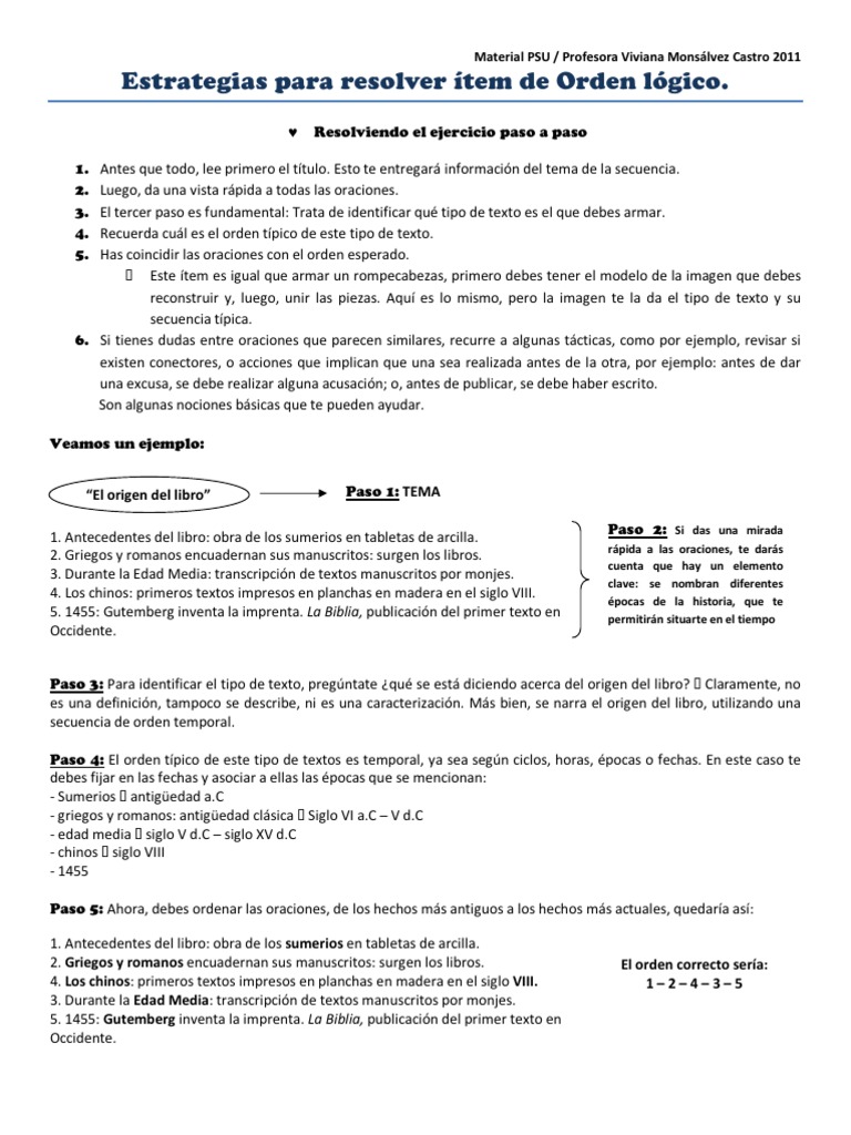 Orden Lógico en Textos: Ejemplos y Guía | PDF | Libros | Imán