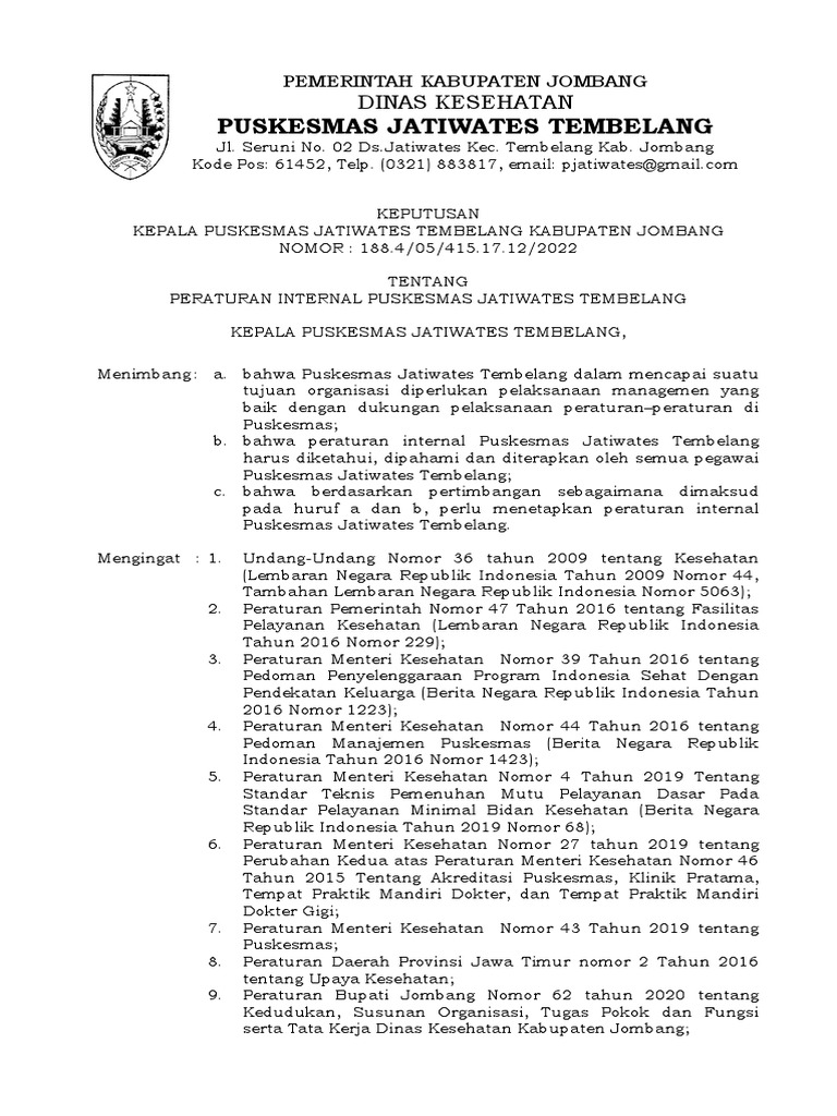 SK Peraturan Internal | PDF