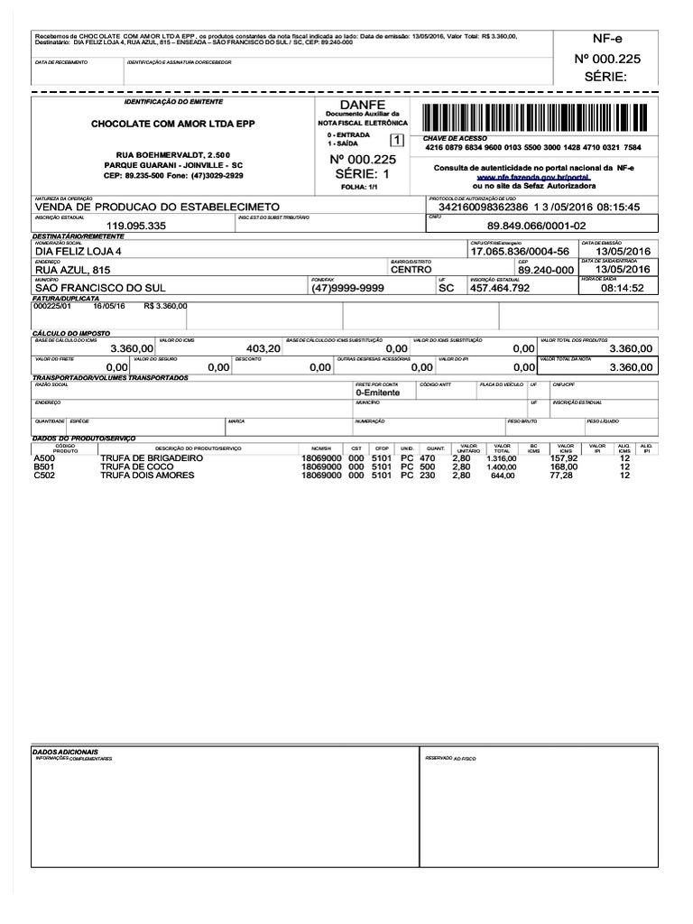 Modelo de Danfe Word | PDF