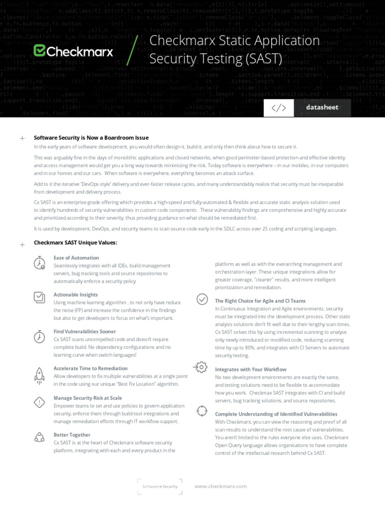 Checkmarx Static Application Security Testing (SAST) : Software ...