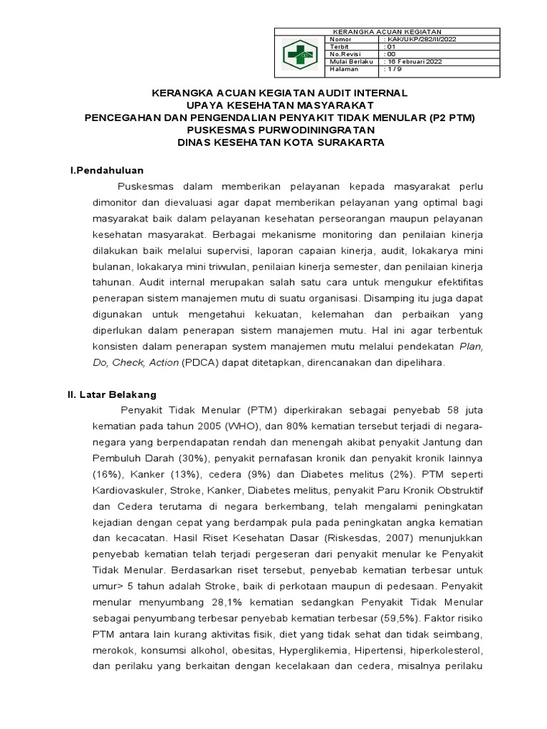 KAK Audit P2 PTM Februari 2022 | PDF