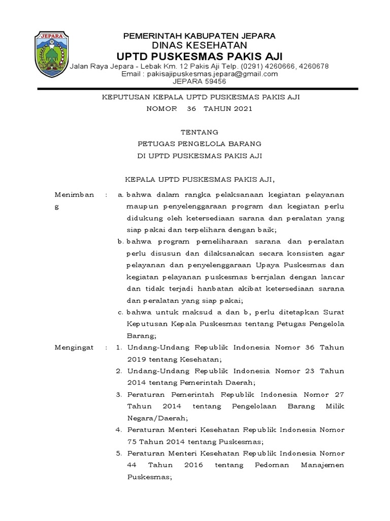 2.6.6.1 SK Pengelola Barang (Bendahara Barang Fix) | PDF